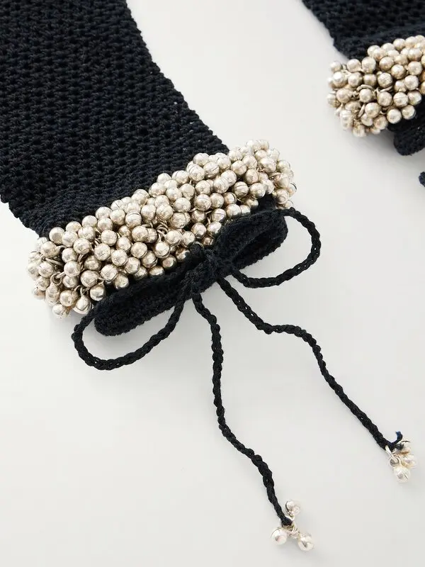 YOSHITA 1967 Embellished Cotton Crochet-knit Gloves