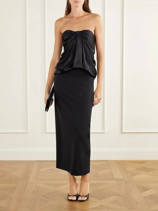 Tove Eden Strapless Draped Satin Top