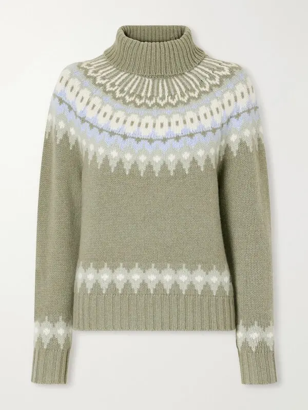 Bogner Ingrid Fair Isle Cashmere Turtleneck Sweater