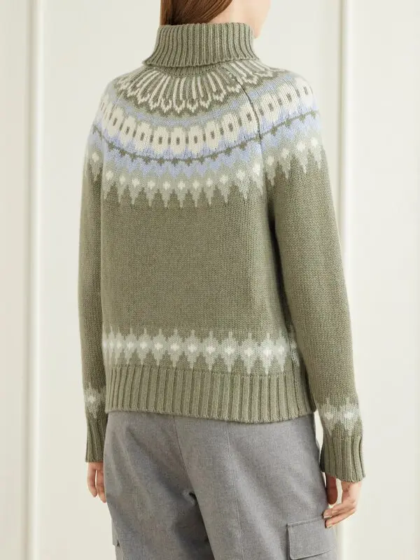 Bogner Ingrid Fair Isle Cashmere Turtleneck Sweater