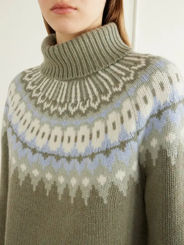 Bogner Ingrid Fair Isle Cashmere Turtleneck Sweater