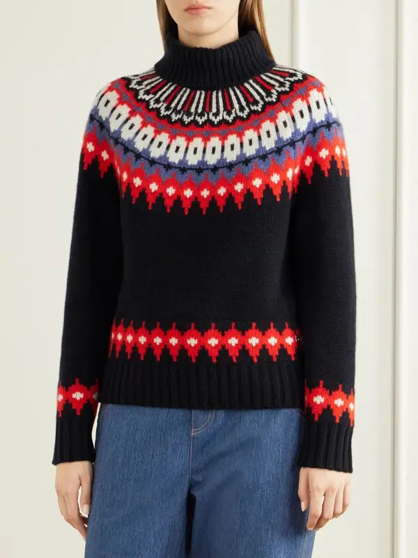 Bogner Ingrid Fair Isle Cashmere Turtleneck Sweater