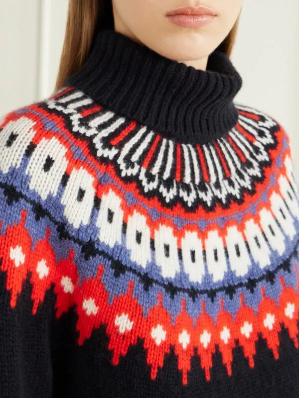Bogner Ingrid Fair Isle Cashmere Turtleneck Sweater