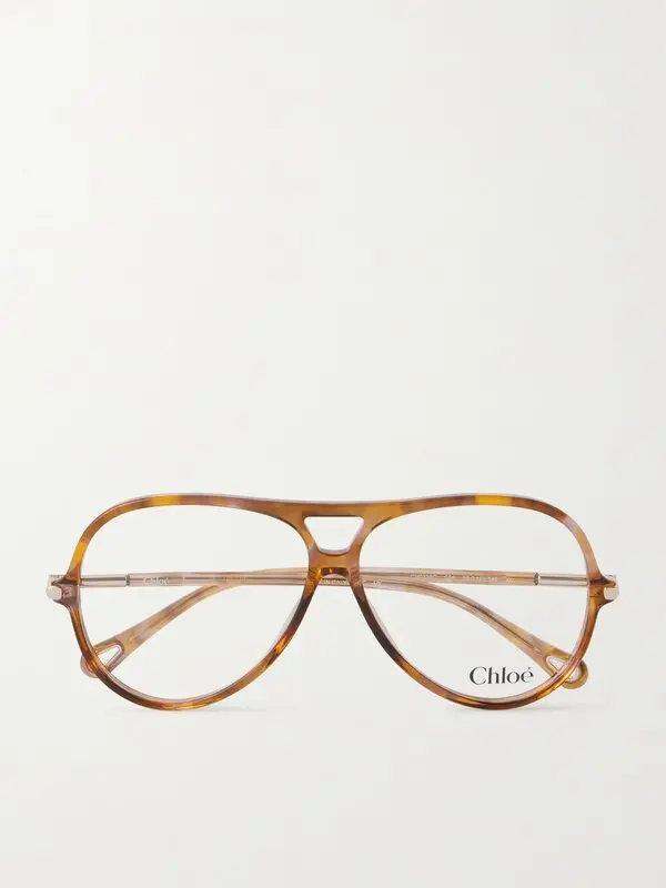 Chloé Tubolar Aviator-style Tortoiseshell Acetate Glasses - Brown