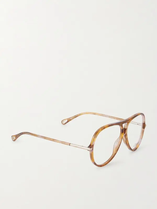 Chloé Tubolar Aviator-style Tortoiseshell Acetate Glasses