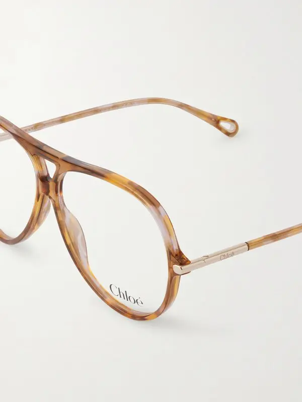 Chloé Tubolar Aviator-style Tortoiseshell Acetate Glasses