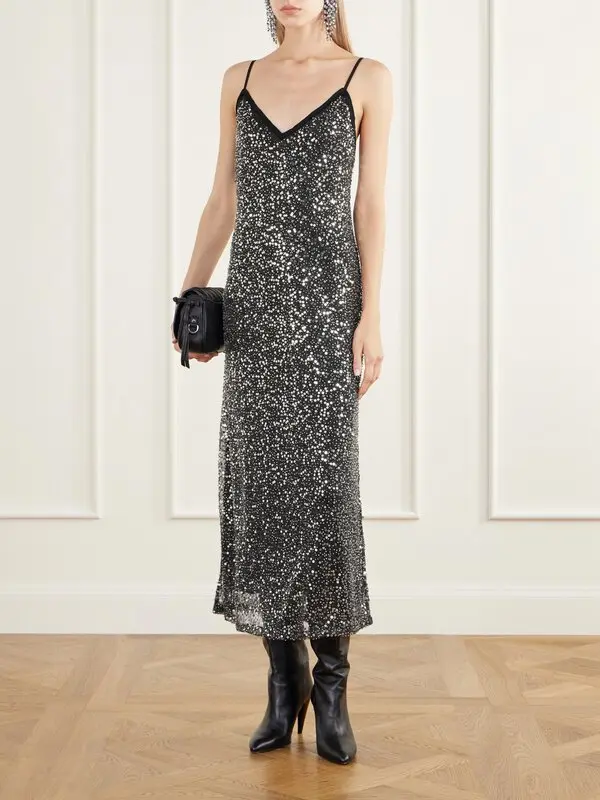 MARANT ETOILE Nevana Sequin-embellished Tulle Midi Dress