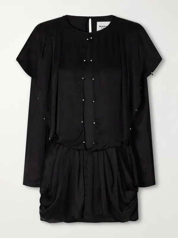 MARANT ETOILE Blissa Embellished Gathered Satin Mini Dress