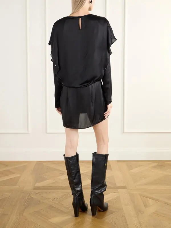 MARANT ETOILE Blissa Embellished Gathered Satin Mini Dress