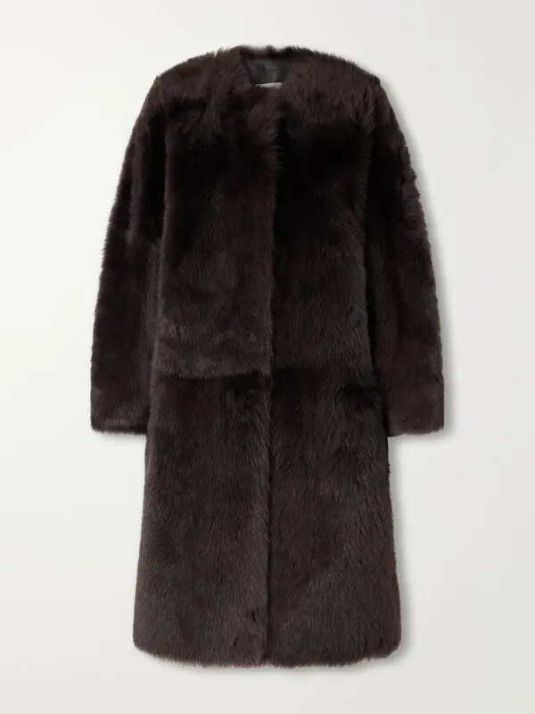 ALMADA Gemma Collarless Paneled Shearling Coat