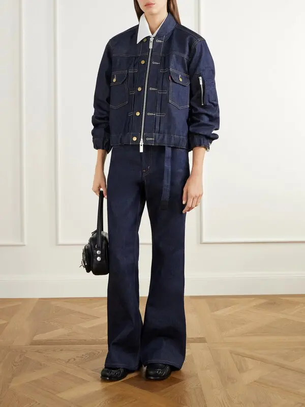Sacai Levi's Belted Webbing-trimmed Mid-rise Flared Jeans