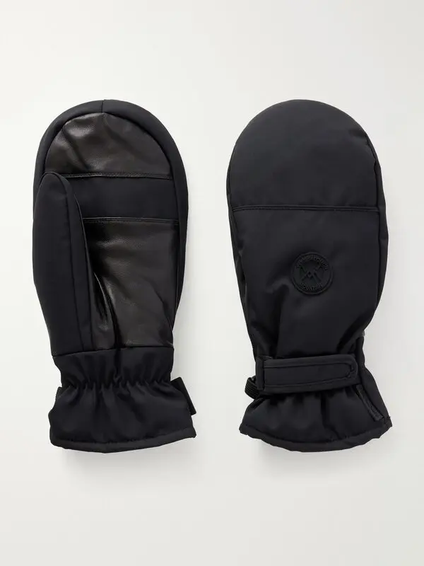 YVES SALOMON Logo-appliquéd Padded Leather-trimmed Shell Ski Mittens - Black