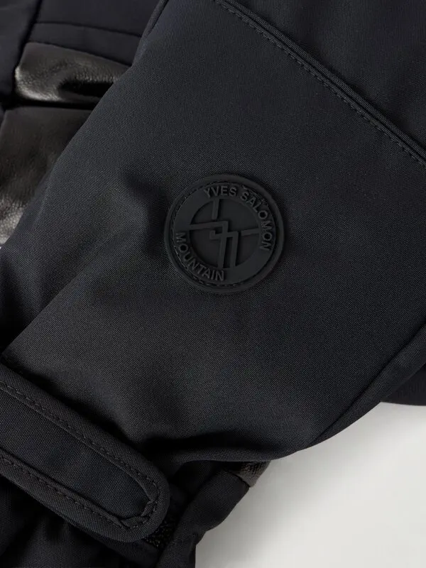 YVES SALOMON Logo-appliquéd Padded Leather-trimmed Shell Ski Mittens
