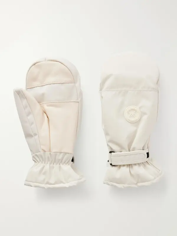 YVES SALOMON Logo-appliquéd Padded Leather-trimmed Shell Ski Mittens