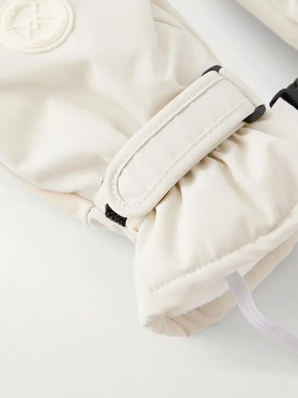YVES SALOMON Logo-appliquéd Padded Leather-trimmed Shell Ski Mittens