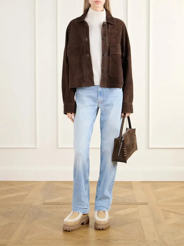 YVES SALOMON Brushed Shearling-trimmed Suede Ankle Boots