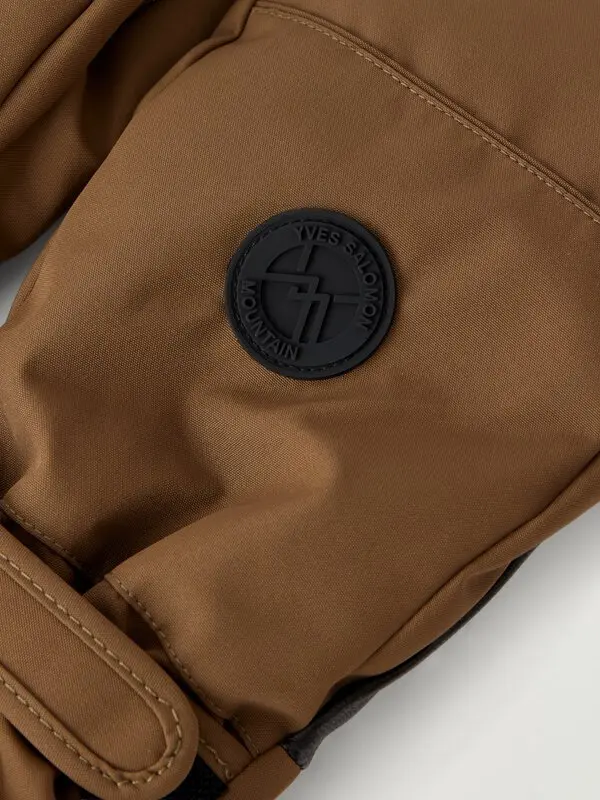 YVES SALOMON Logo-appliquéd Padded Leather-trimmed Shell Ski Mittens