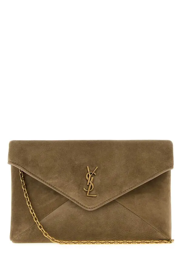 Saint Laurent Cappuccino Suede Small Cassandre Crossbody Bag - Brown