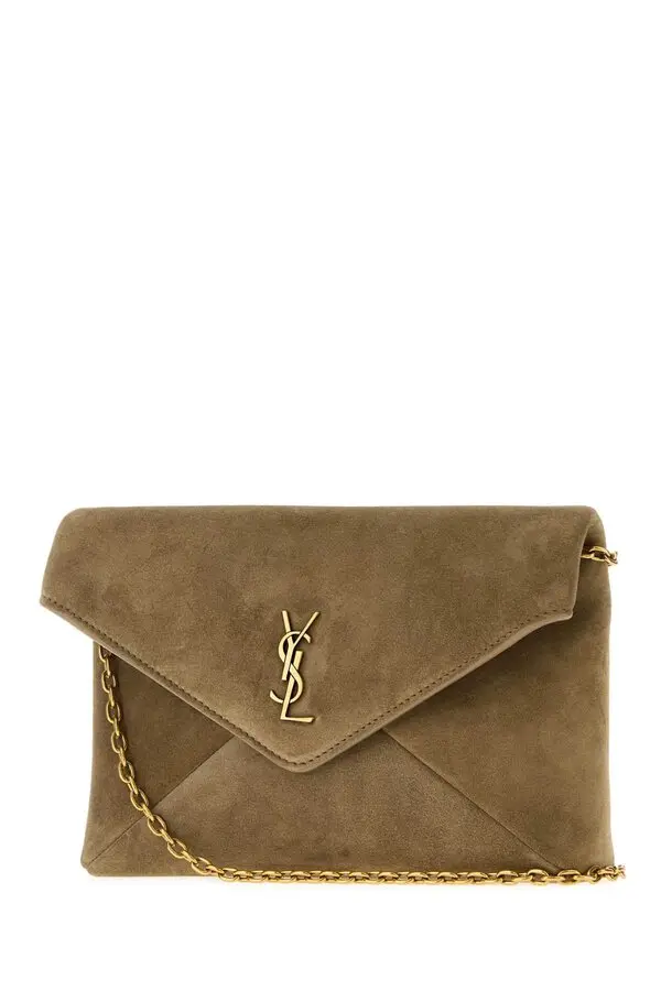 Saint Laurent Cappuccino Suede Small Cassandre Crossbody Bag - Brown
