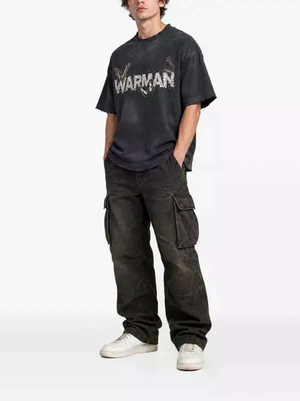 WARMAN Logo-print Distressed T-shirt