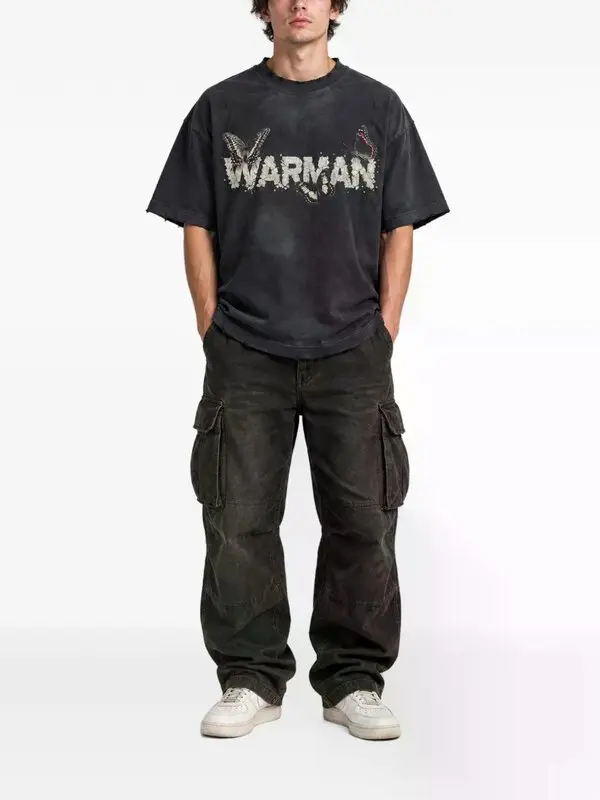 WARMAN Logo-print Distressed T-shirt