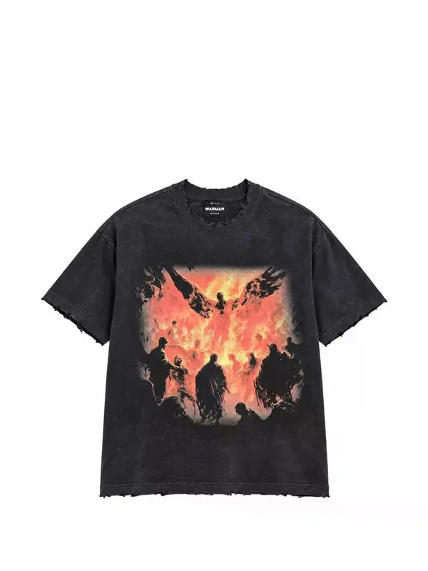 WARMAN Graphic-print Distressed T-shirt