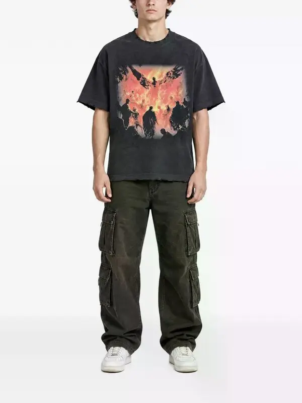 WARMAN Graphic-print Distressed T-shirt