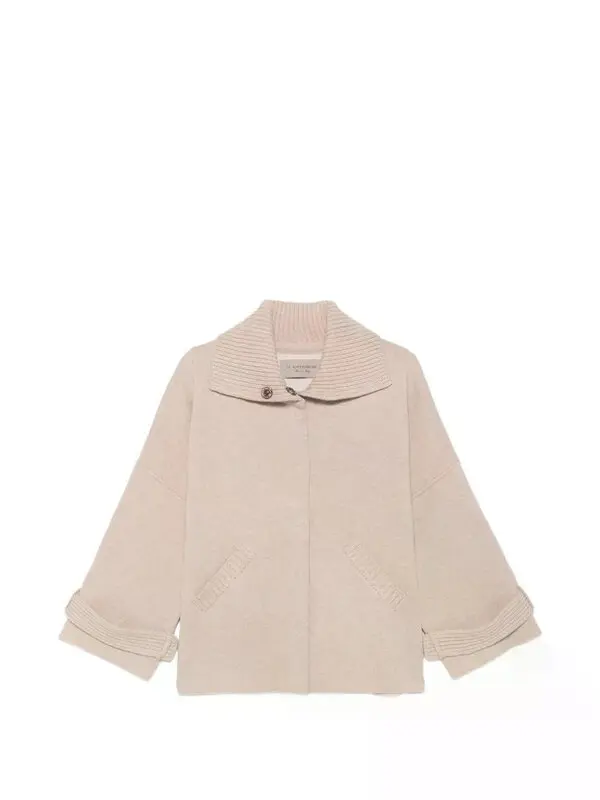 D.exterior Ribbed-collar Button-up Cardigan
