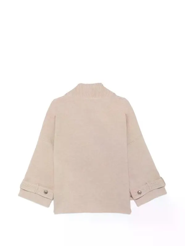 D.exterior Ribbed-collar Button-up Cardigan