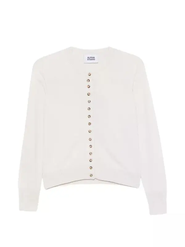 Alpha Studio Button-up Knitted Cardigan - Neutrals