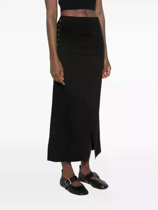 Sandro Ruched Button-detail Midi Skirt