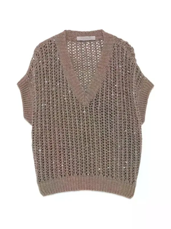 D.exterior Sequin-embellished Open-knit Sweater