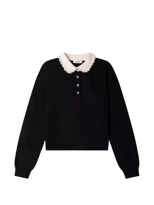 Sandro Faux-pearl Embellished Polo Top