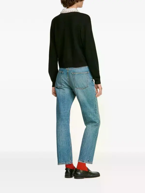 Sandro Faux-pearl Embellished Polo Top