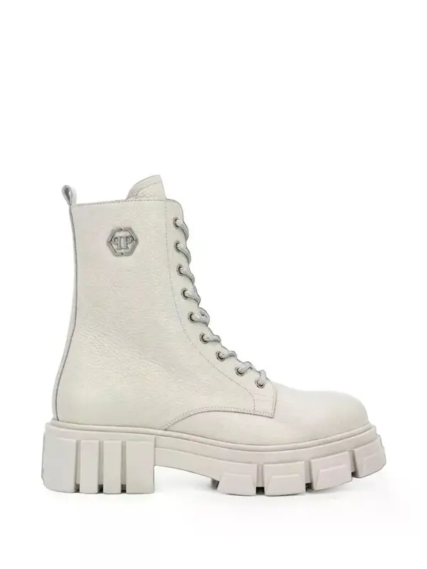 Philipp Plein Leather Boots Deer Print Laces Strass