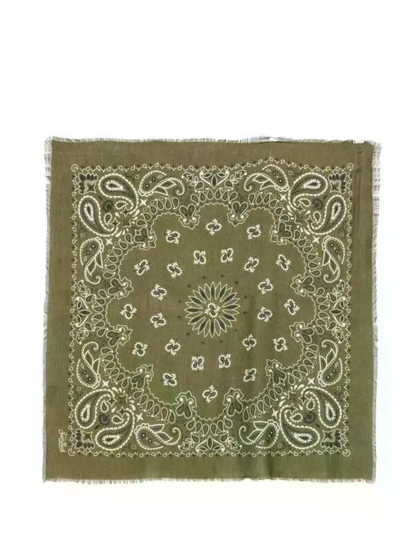 MC2 SAINT BARTH Foulard Maxi Paisley-print Frayed Scarf - Green