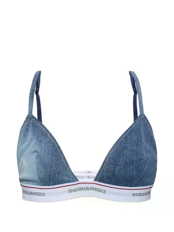 Dsquared2 Logo-tape Denim-print Bra