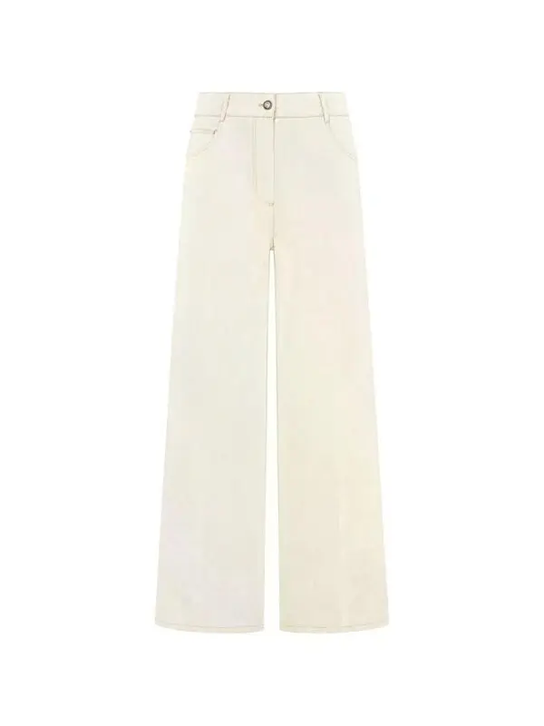 FORTE_FORTE Flocked Wide-leg Jeans