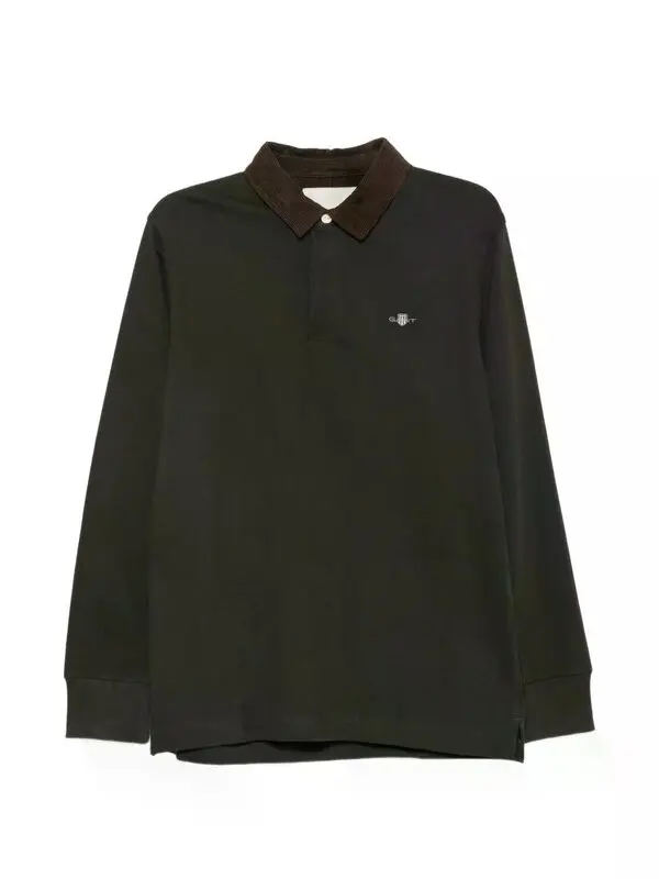 Gant Corduroy-collar Long-sleeve Polo Shirt