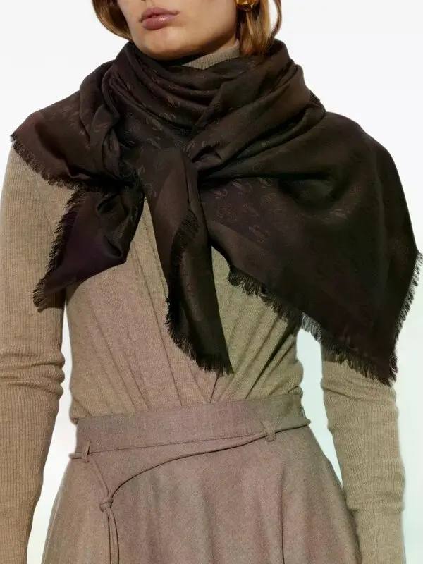 JIMMY CHOO Monogram Frayed Scarf