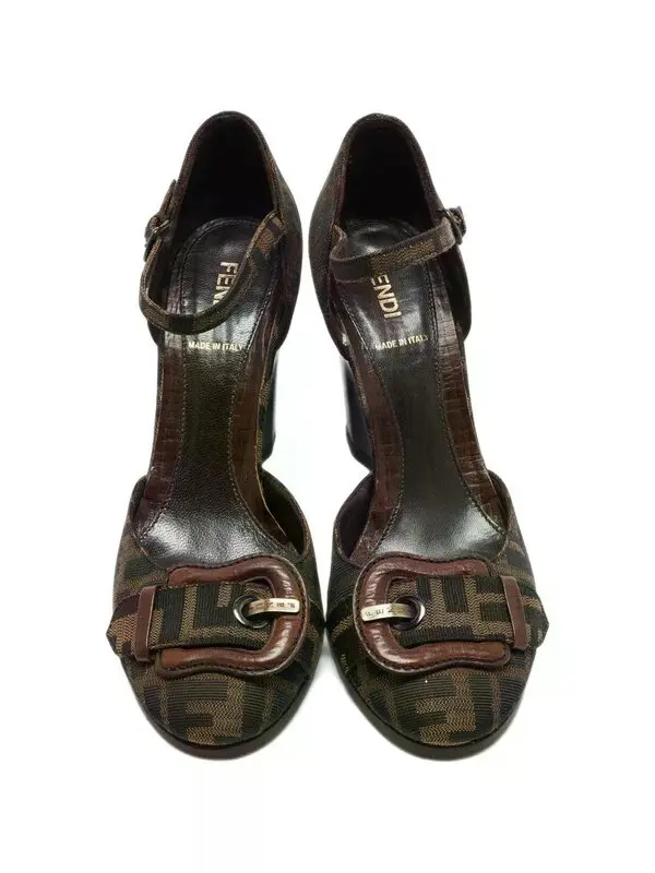 Fendi 2000s Zucca Buckle Wedge Pumps