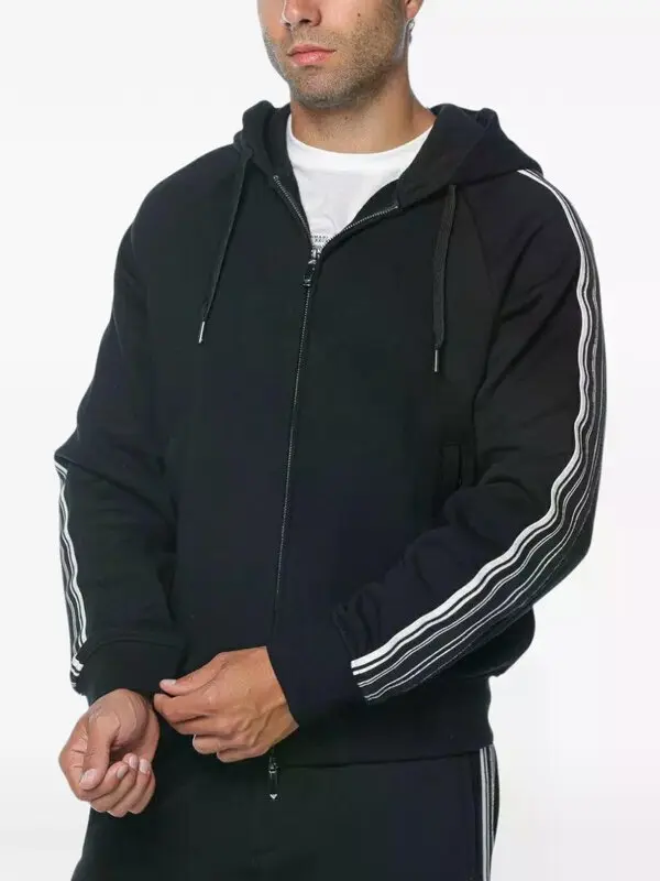 Emporio Armani Side-stripe Zip-up Hoodie - Black