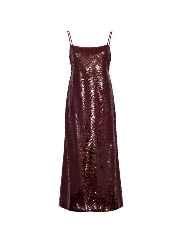 Alberta Ferretti Sequin-embellished Spaghetti-strap Maxi Dress - Red
