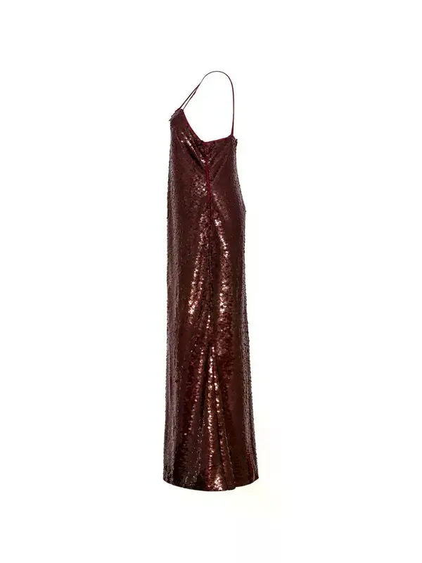 Alberta Ferretti Sequin-embellished Spaghetti-strap Maxi Dress - Red