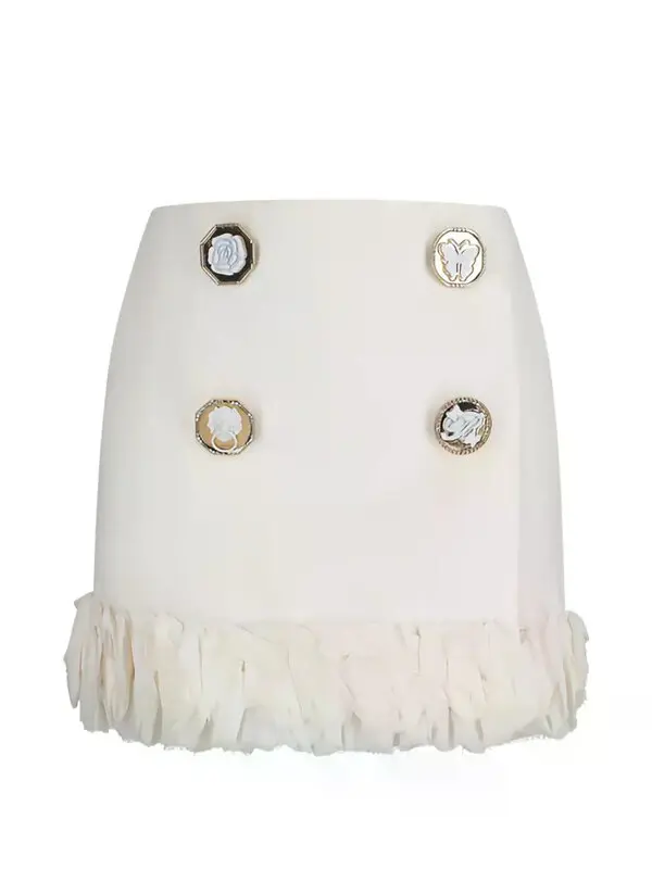 Blumarine Button-embellished Ruffled Mini Skirt