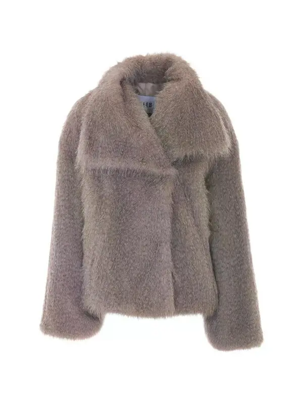 ELEH Fuzzy-texture Oversized-collar Jacket