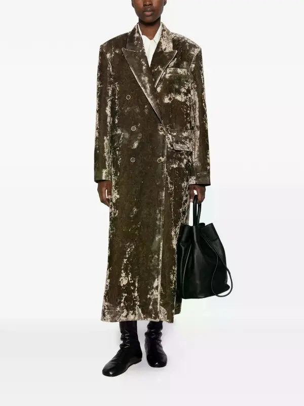 UMA WANG No Cnnot Double-breasted Velvet Coat - Brown