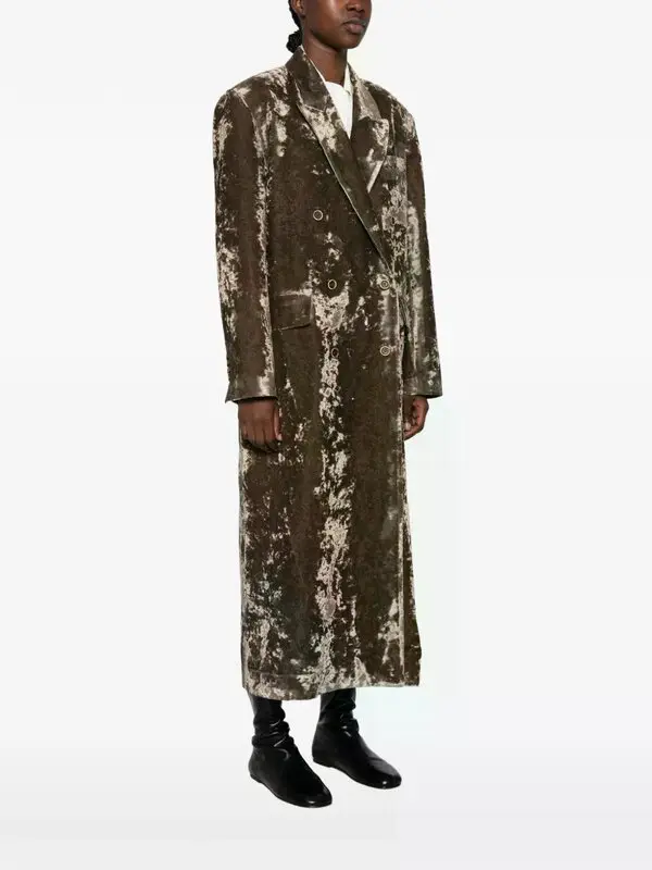 UMA WANG No Cnnot Double-breasted Velvet Coat - Brown