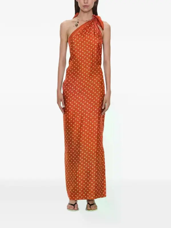 Christopher Esber One-shoulder Bandana-print Maxi Dress - Orange