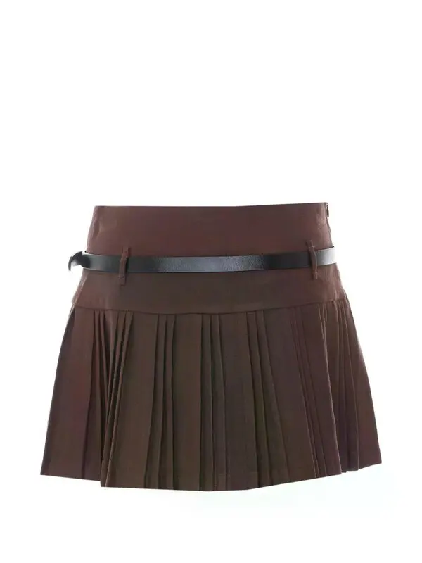 ELEH Belted Pleated Mini Skirt